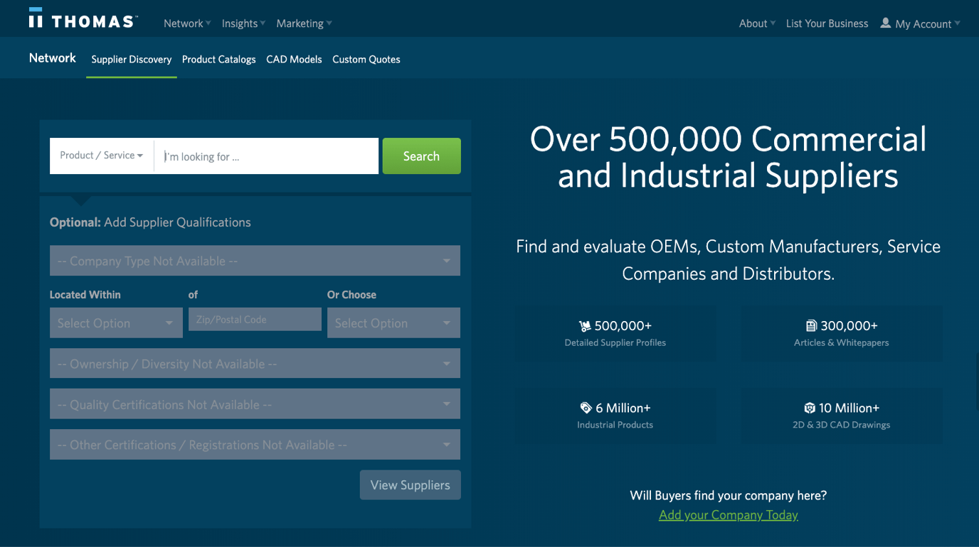 Search for suppliers